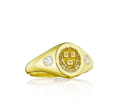 Signitas Inc | Harvard University Herald Oval Signet Ring with Diamonds